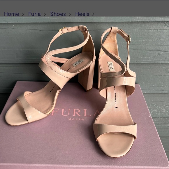 Furla | Shoes | Furla Carmennude Patent Leatherheeled Sandals Size 4 ...